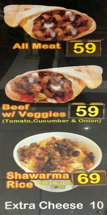 Menu at Shawarma restaurant, Mandaluyong, 1554 Metro Manila