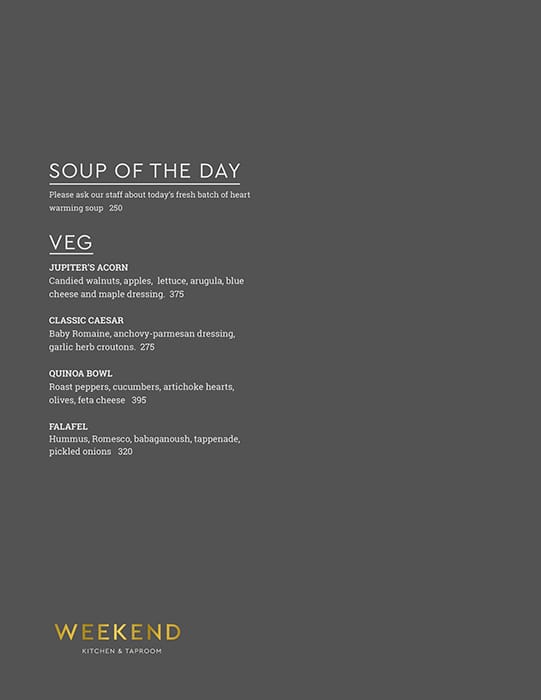 Menu at The Weekend pub & bar, Cebu City, 88th Ave