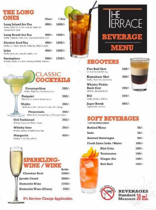 Menu at The Terrace at Gilly's Redefined, Bengaluru