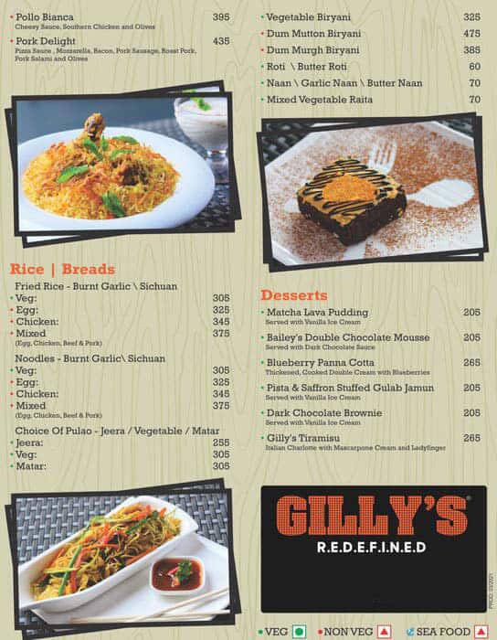 Menu at The Terrace at Gilly's Redefined, Bengaluru