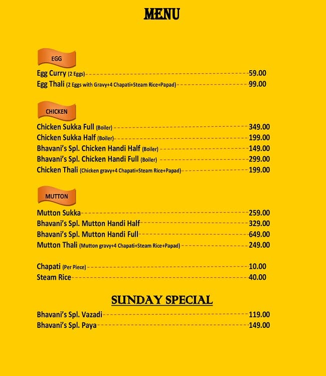 Menu of Bhavani's Kitchen, Badlapur, Thane