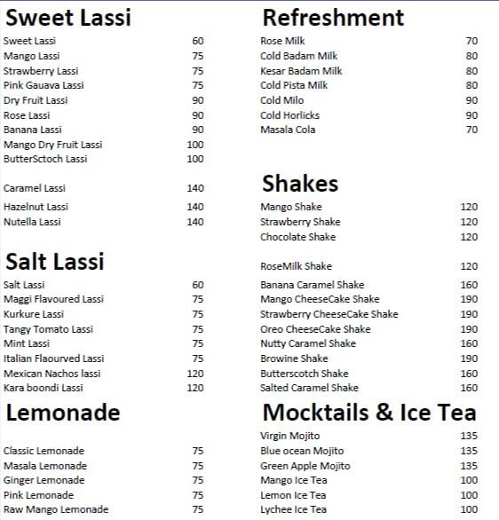 Menu of Banarasi Lassi, Madipakkam, Chennai