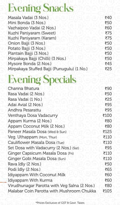 Menu at Aachi Namma Kitchen- Anna Nagar, Chennai