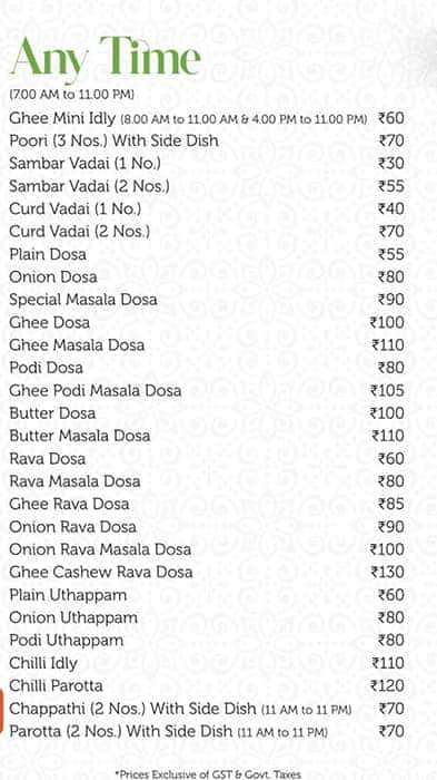 Menu at Aachi Namma Kitchen- Anna Nagar, Chennai