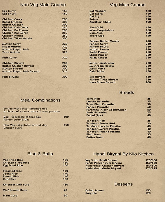 Menu at Spice of life, New Delhi, G52M+4M4