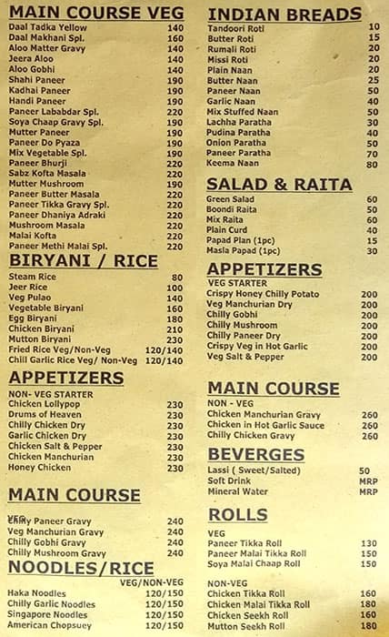 Menu at Spice of life, New Delhi, G52M+4M4