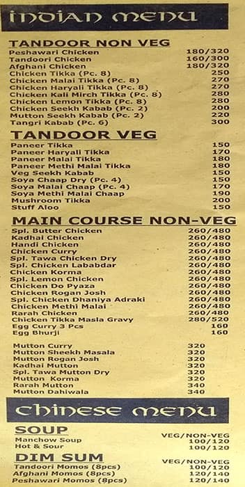 Menu at Spice of life, New Delhi, G52M+4M4