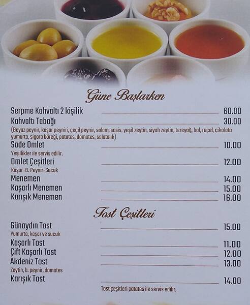 Menu at Mekan Cafe & Nargile, Istanbul