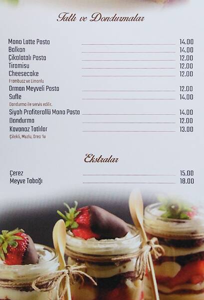 Menu at Mekan Cafe & Nargile, Istanbul