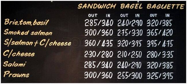 Menu at The Spence cafe, London