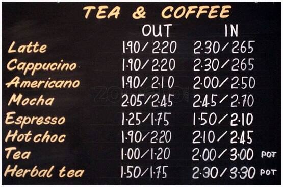 Menu at The Spence cafe, London