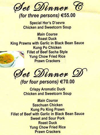 Menu at Chung's Chinese Restaurant, Donabate, Unit 1 Ballisk Ct