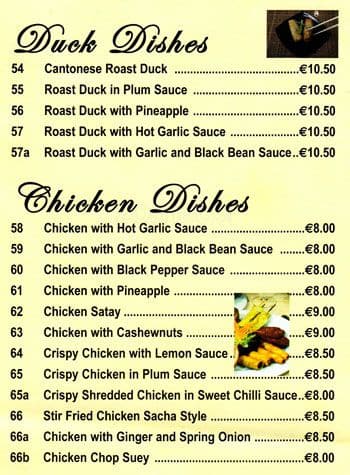 Menu at Chung's Chinese Restaurant, Donabate, Unit 1 Ballisk Ct