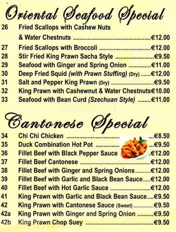 Menu at Chung's Chinese Restaurant, Donabate, Unit 1 Ballisk Ct