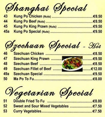 Menu at Chung's Chinese Restaurant, Donabate, Unit 1 Ballisk Ct