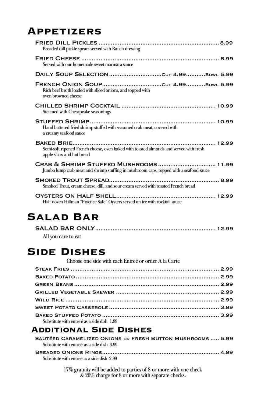 The Peddler Steakhouse Menu, Menu for The Peddler Steakhouse ...