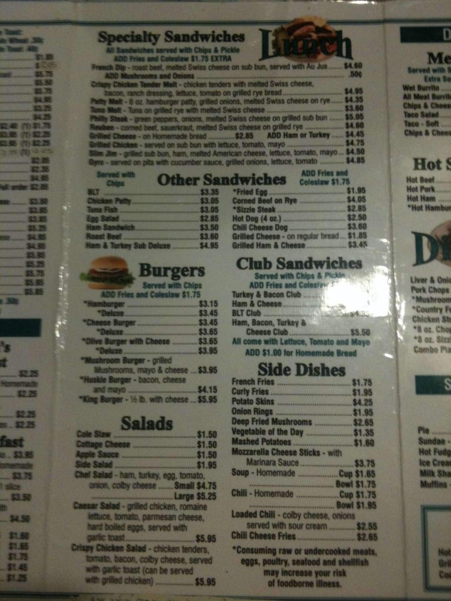 Menu at Margo's Family Restaurant, Greenville