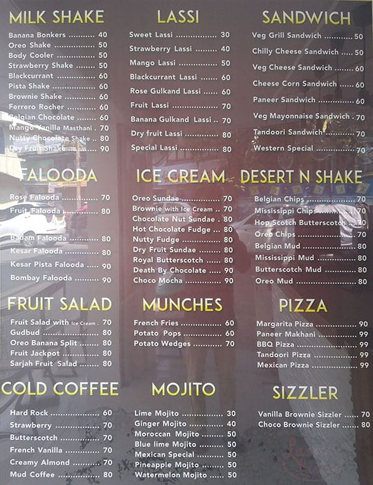 Menu at Lassi N Cafe, Bengaluru, 19th Main Road