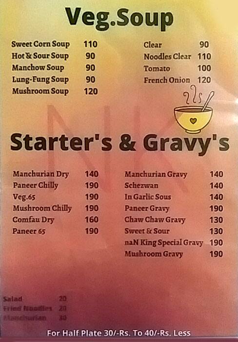 Menu at naN King Chinese, Vadodara