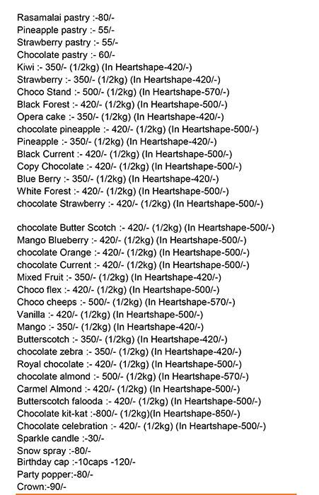 Menu of The Cake Home, Kharghar, Navi Mumbai