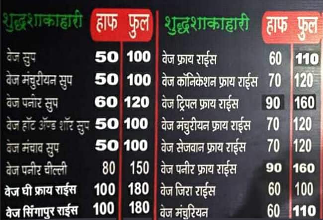 Menu of Rudra Chinese Family Corner, Bhiwandi, Thane