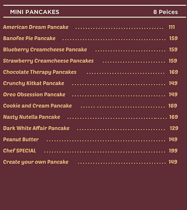 Menu of Pancake Station, Pashan, Pune