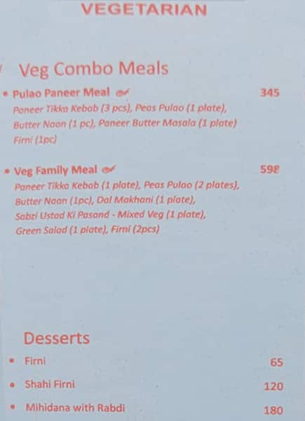 Menu at Aminia Restaurant - Joka, Kolkata