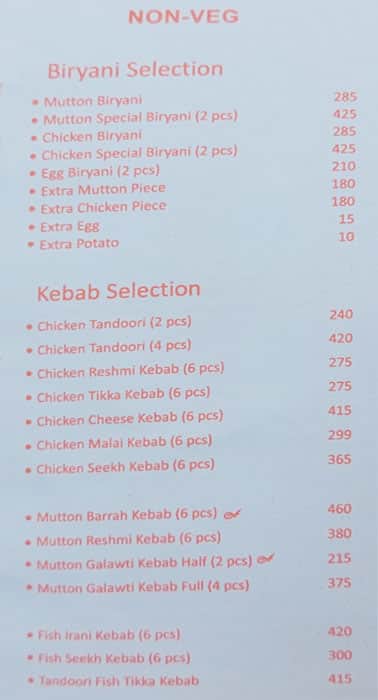 Menu at Aminia Restaurant - Joka, Kolkata