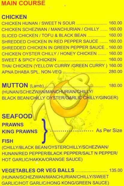 Menu at Apna Dhaba, Mumbai, 5W9Q+6GV