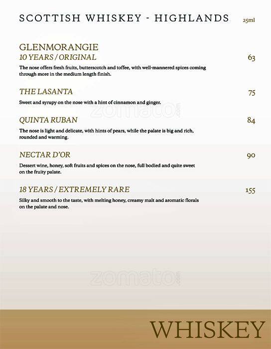 Speisekarte von Westin Executive Club Lounge, Kapstadt