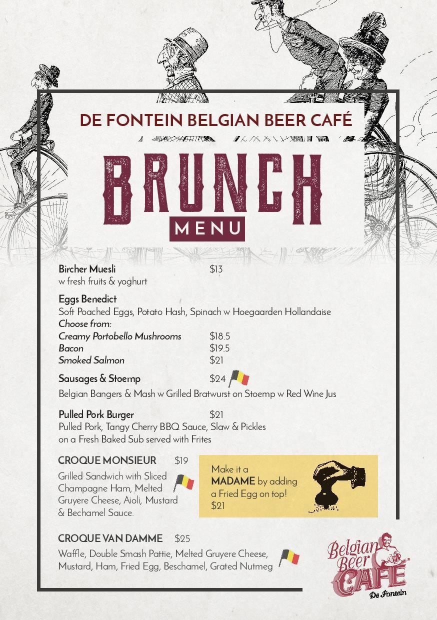 Menu at De Fontein Belgian Beer Café pub & bar, Auckland