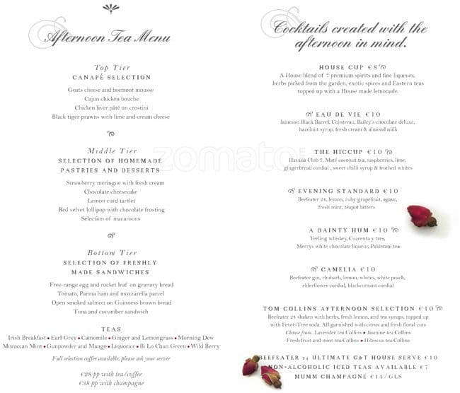 Menu at House Dublin pub & bar, Dublin