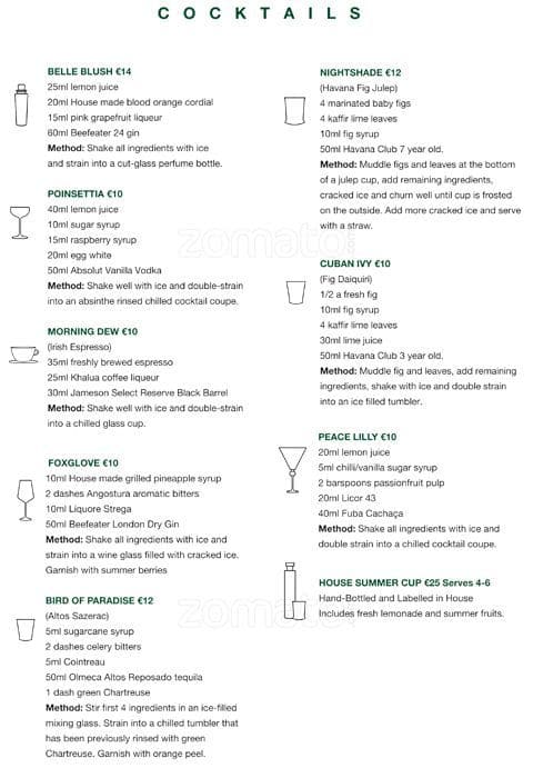 Menu at House Dublin pub & bar, Dublin