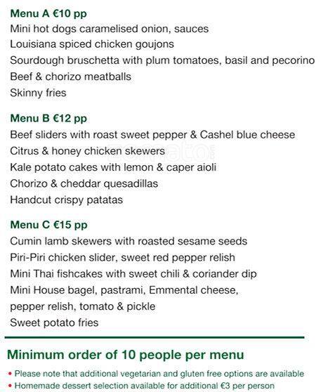 Menu at House Dublin pub & bar, Dublin