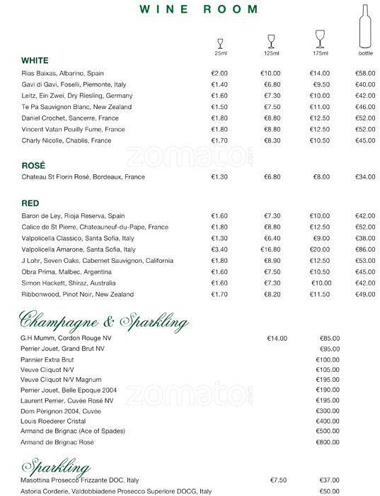 Menu at House Dublin pub & bar, Dublin