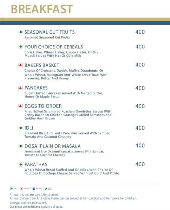 Menu of The Eatery - Four Points by Sheraton, Viman Nagar, Pune