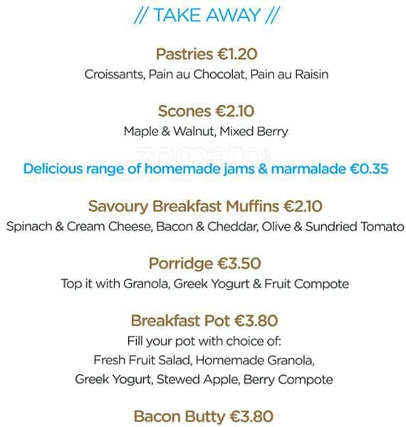 Menu at Lolly and Cooks cafe, Dublin, Unit 1