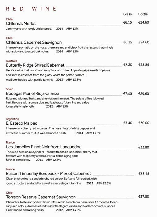 Menu at Clayton Hotel Leopardstown pub & bar, Dublin, Clayton Hotel ...