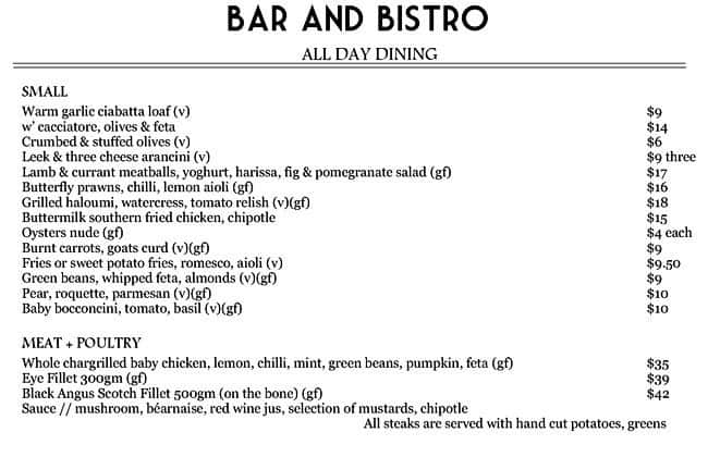 Metro Bar & Bistro Menu, Menu for Metro Bar & Bistro, Perth CBD, Perth ...