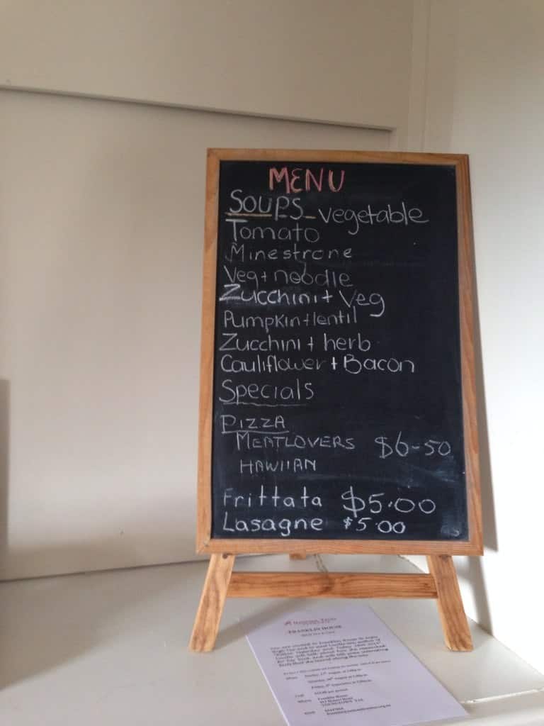 Menu at Franklin House Tearooms, Kings Meadows