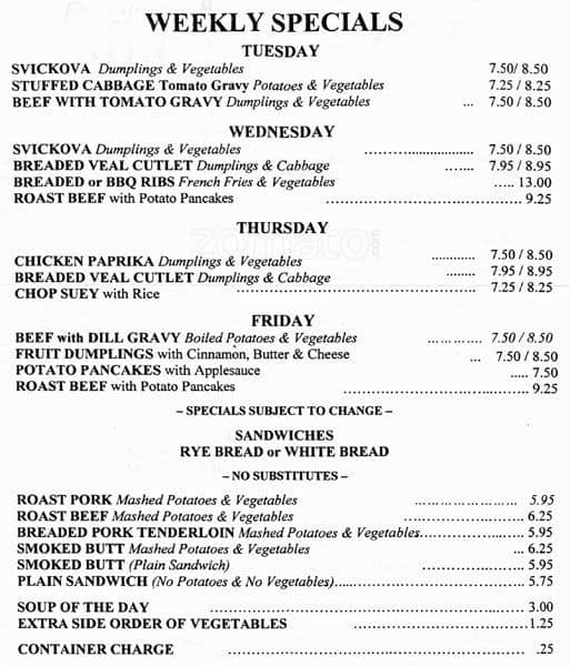 Menu at Little Bohemian Restaurant, Riverside