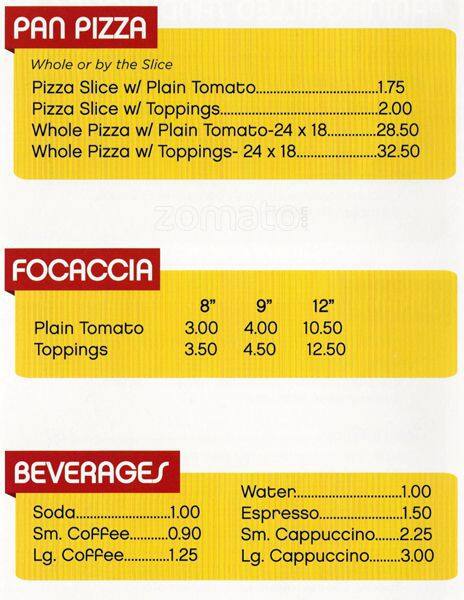 Menu at Sicilian Bakery Inc, Chicago