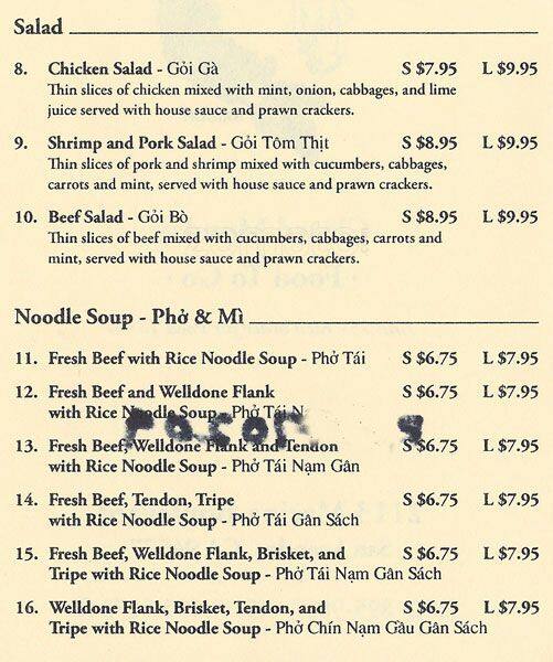Menu at Saigon 2 Restaurant, San Leandro