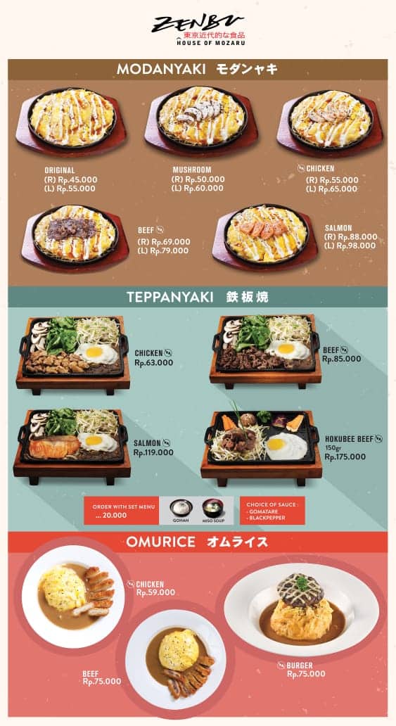 Menu at Zenbu restaurant, Bandung, Paris Van Java