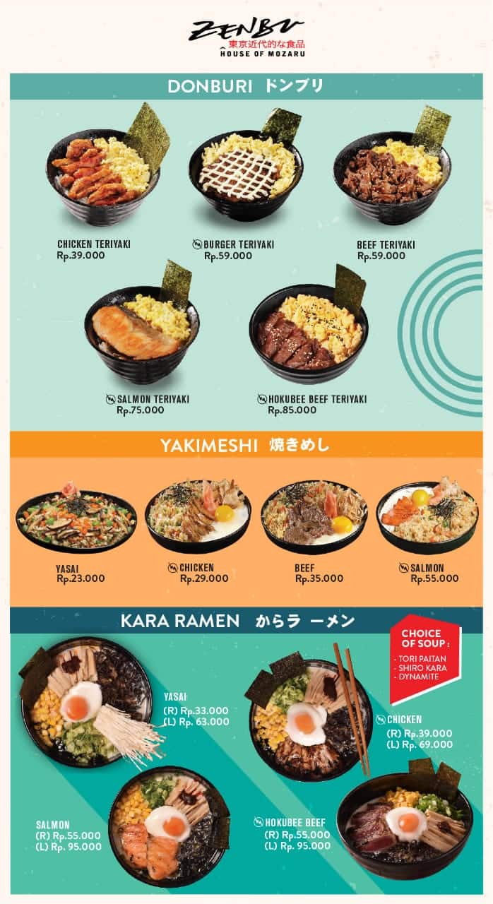 Menu at Zenbu restaurant, Bandung, Paris Van Java