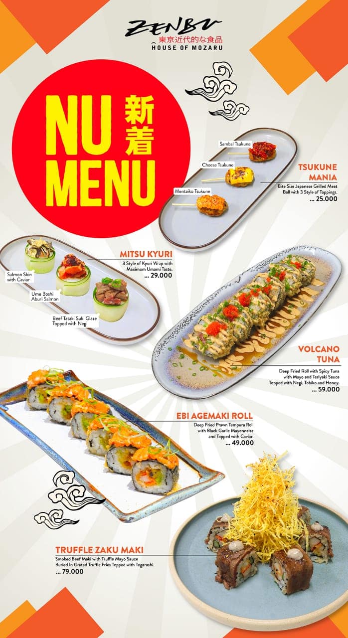 Menu at Zenbu restaurant, Bandung, Paris Van Java