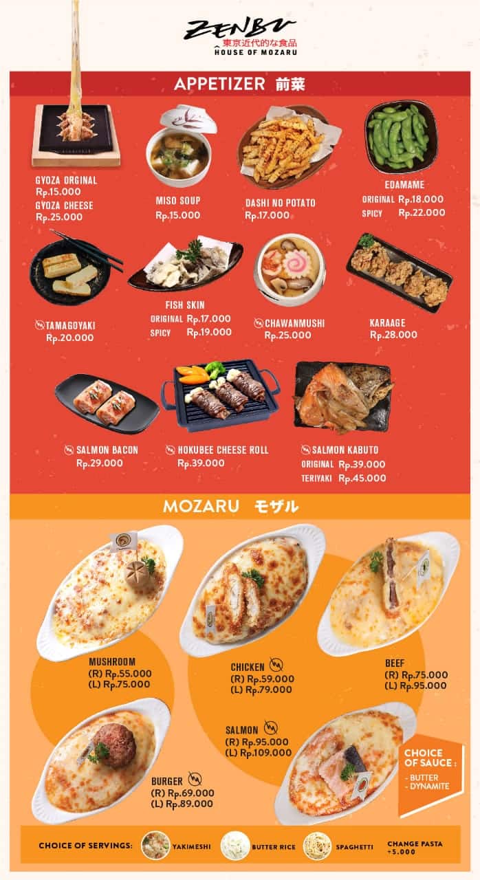 Menu at Zenbu restaurant, Bandung, Paris Van Java