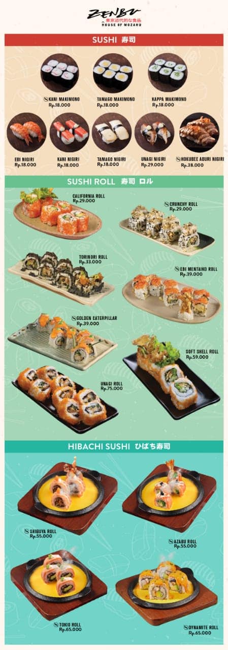Menu at Zenbu restaurant, Bandung, Paris Van Java