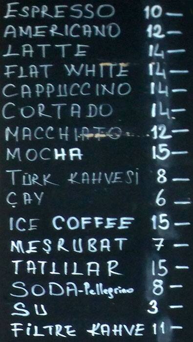 Menu at Ritim Pub, Istanbul