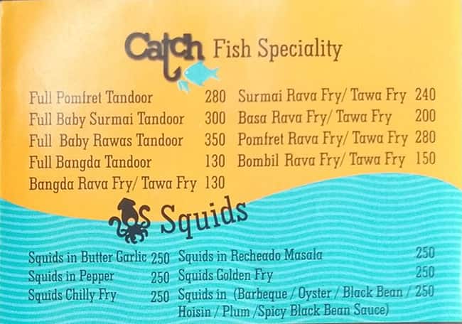 Menu at Catch Flavours of the Sea, Mumbai, 1